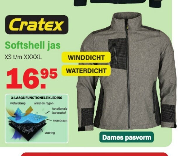 Cratex Softshell jas aanbieding bij Van Cranenbroek