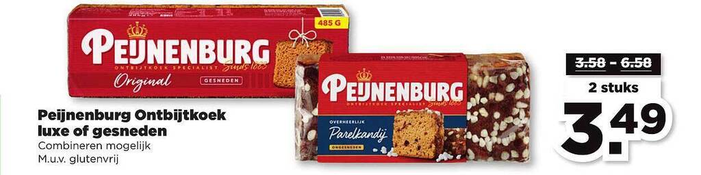 Peijnenburg ontbijtkoek luxe of gesneden aanbieding bij PLUS