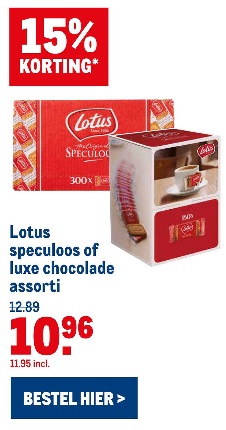Lotus speculoos of luxe chocolade assorti aanbieding bij Makro
