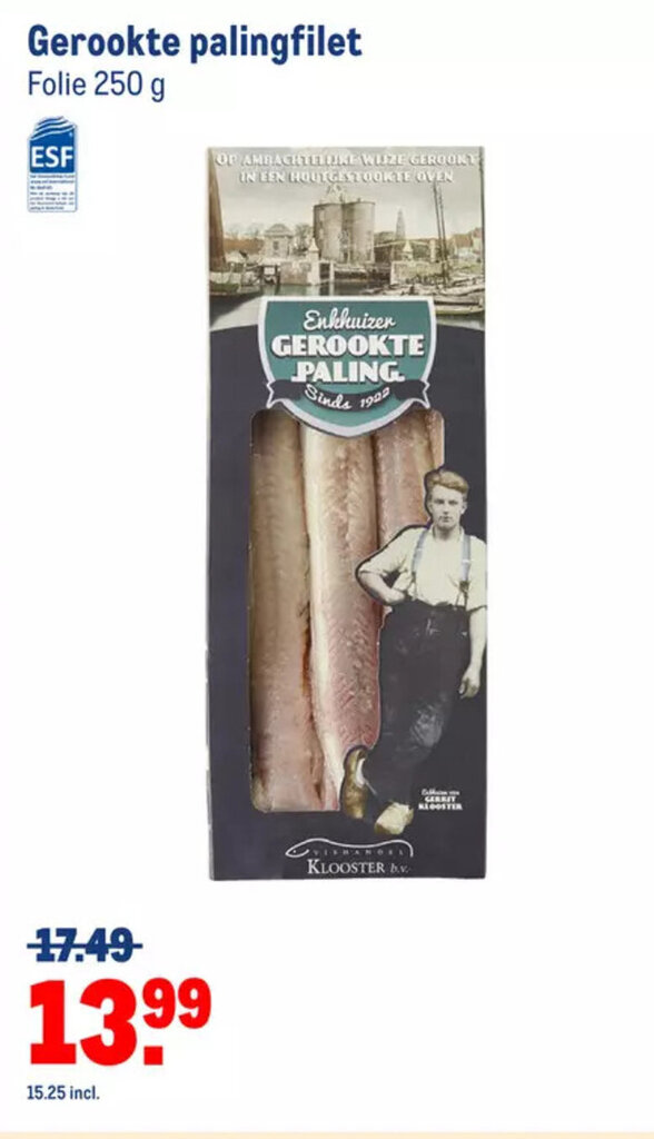 Gerookte Palingfilet Folie 250g aanbieding bij Makro