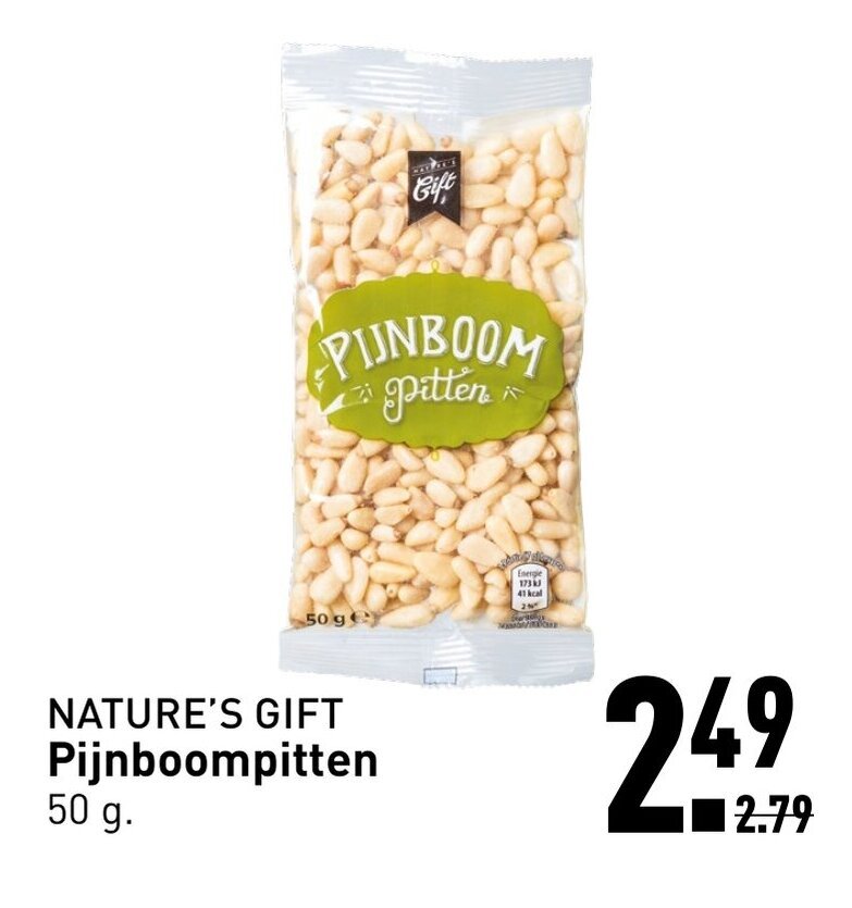 Nature's gift pijnboompitten 50g aanbieding bij ALDI