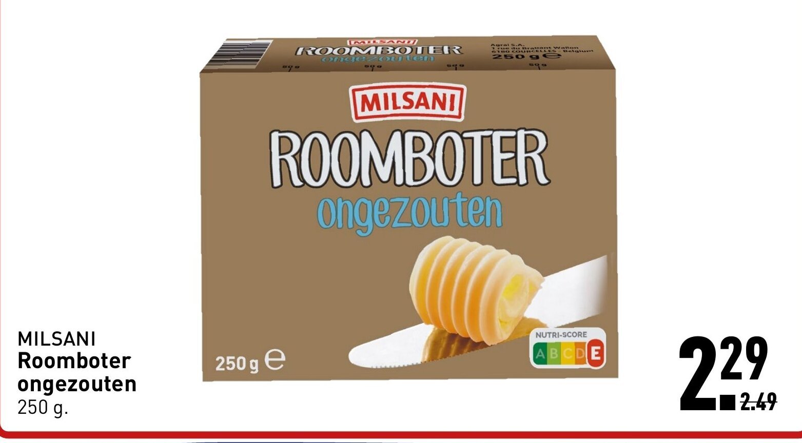 Milsani roomboter ongezouten 250g aanbieding bij ALDI