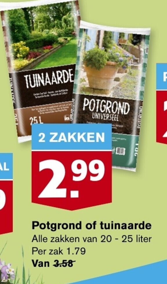 Potgrond of tuinaarde 20-25 liter aanbieding bij Hoogvliet