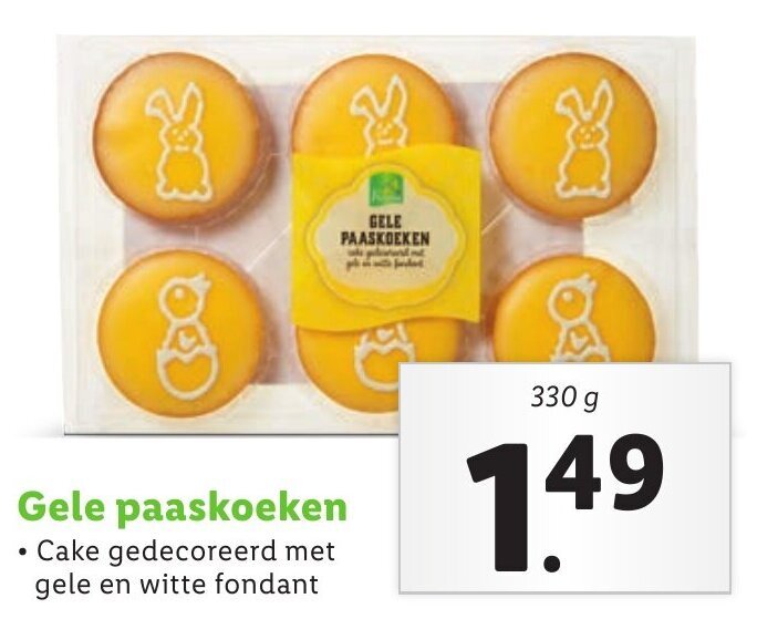 Gele paaskoeken 330G aanbieding bij Lidl