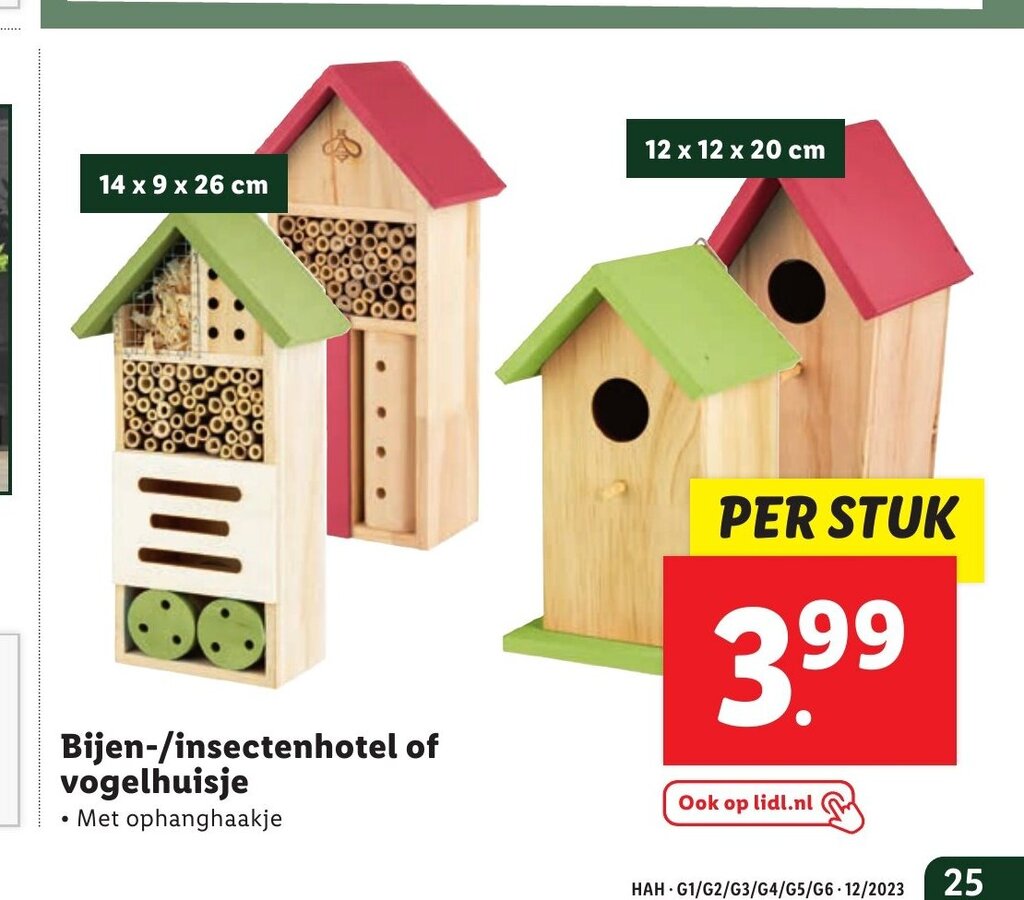 Bijen-/insectenhotel of vogelhuisje aanbieding bij Lidl