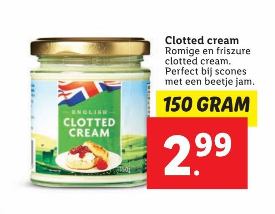 Clotted cream 150 gram aanbieding bij Lidl