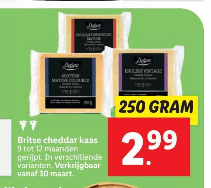 Britse cheddar kaas 250 gram aanbieding bij Lidl