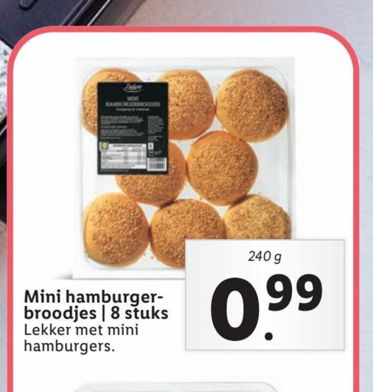 Mini hamburger-broodjes 240 g aanbieding bij Lidl