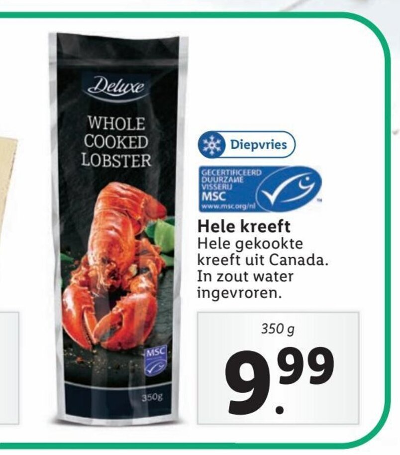 Hele kreeft 350 g aanbieding bij Lidl