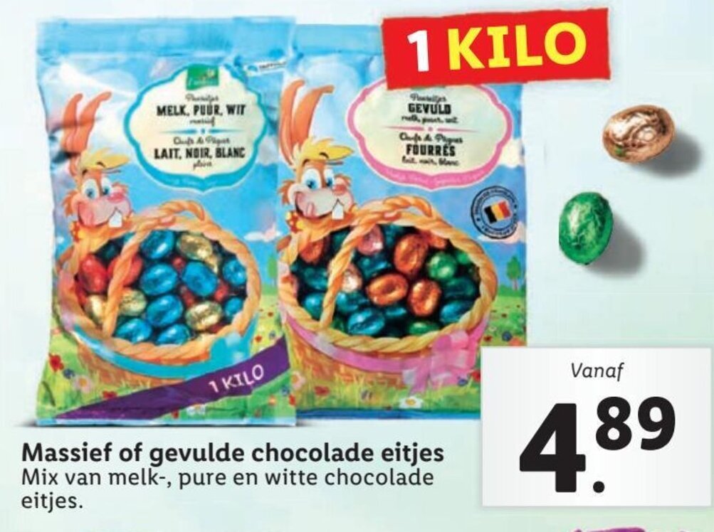 Massief of gevulde chocolade eitjes aanbieding bij Lidl