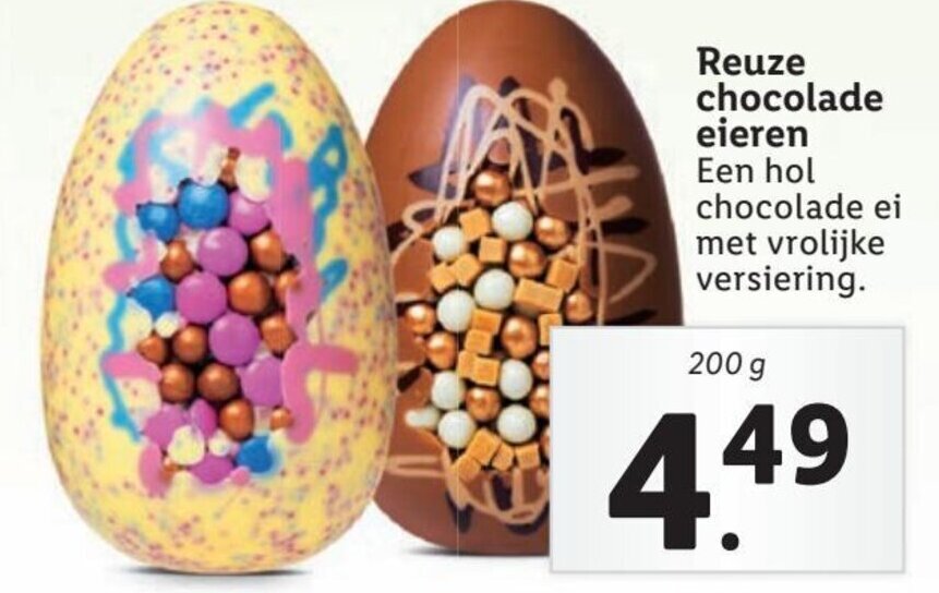 Reuze chocolade eieren 200g aanbieding bij Lidl