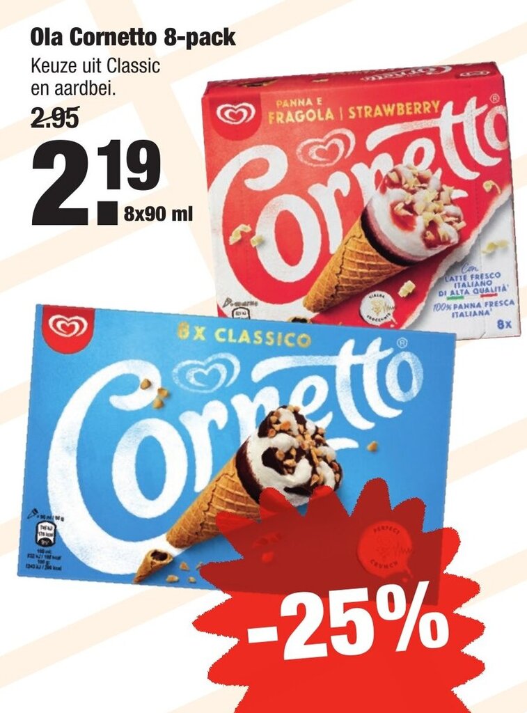 Ola cornetto 8-pack aanbieding bij ALDI
