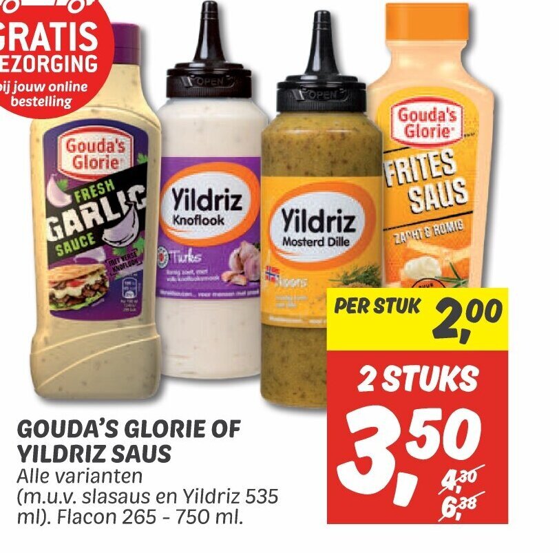 Gouda's glorie of yildriz saus 265-750ml aanbieding bij Dekamarkt