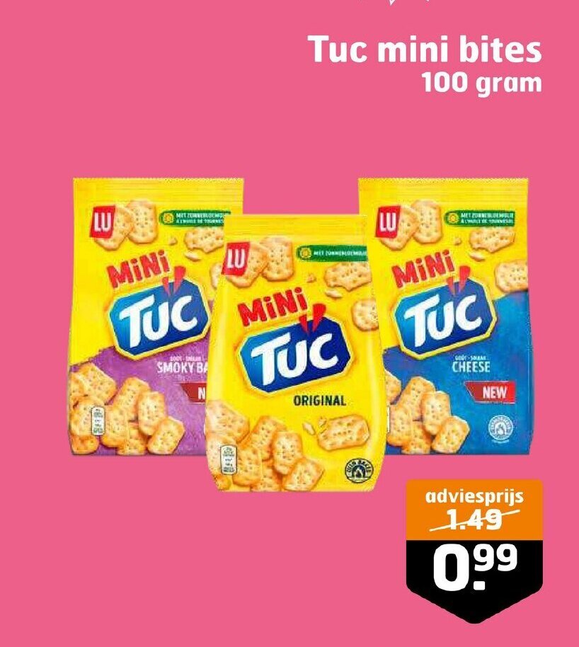 Tuc mini bites 100 gram aanbieding bij Trekpleister