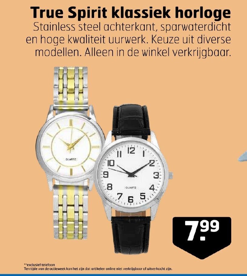 True Spirit klassiek horloge aanbieding bij Trekpleister