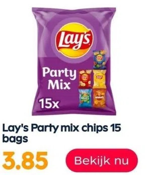 Lay's party mix chips 15 bags aanbieding bij Ochama