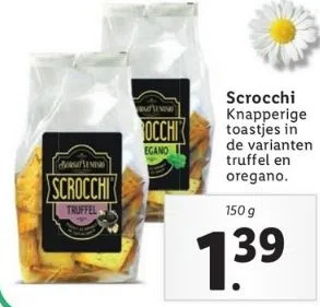 Scrocchi knapperige toastjes in de varianten truffel en oregano ...