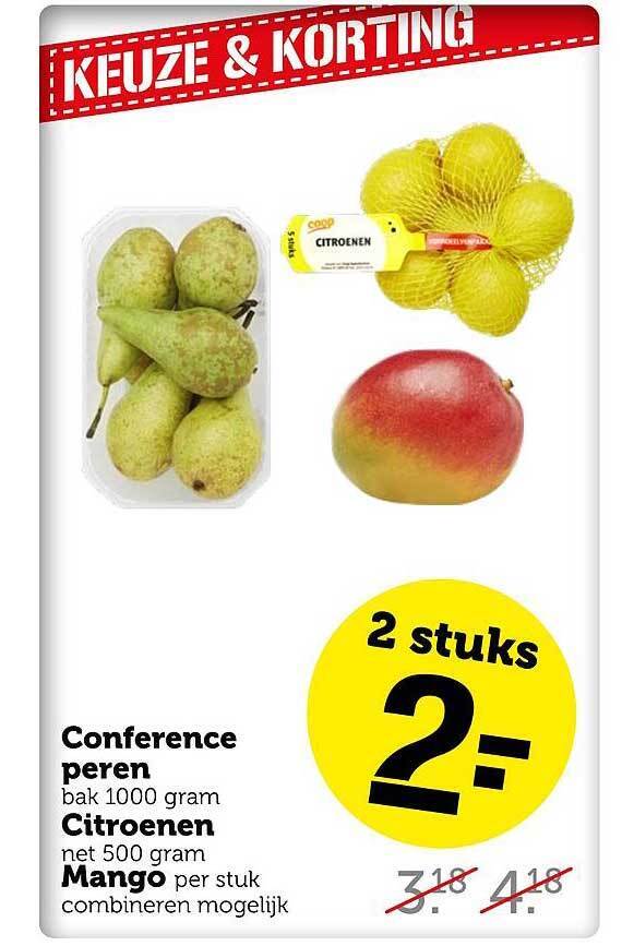Conference peren, citroenen of mango aanbieding bij Coop