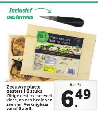 Zeeuwse platte oesters 6 stuks aanbieding bij Lidl