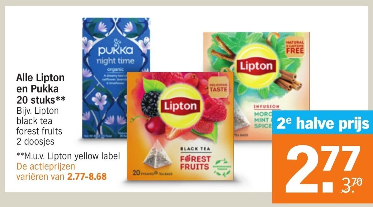 Lipton black tea forest fruits aanbieding bij Albert Heijn