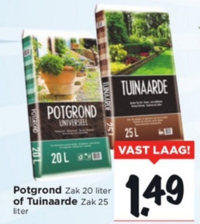 Potgrond zak 20 liter of tuinaarde 25 liter aanbieding bij Vomar ...