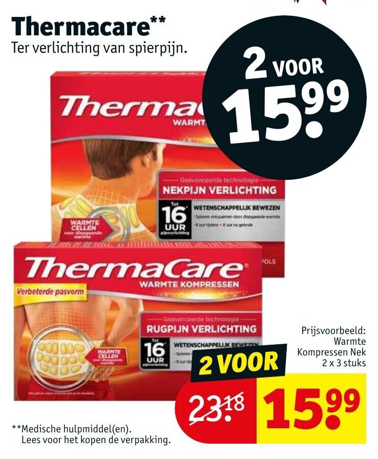 Thermacare warmte kompressen nek 2 x 3 stuk aanbieding bij Kruidvat