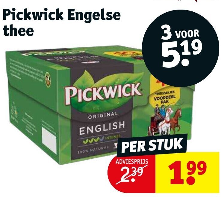 Pickwick engelse thee per stuk aanbieding bij Kruidvat