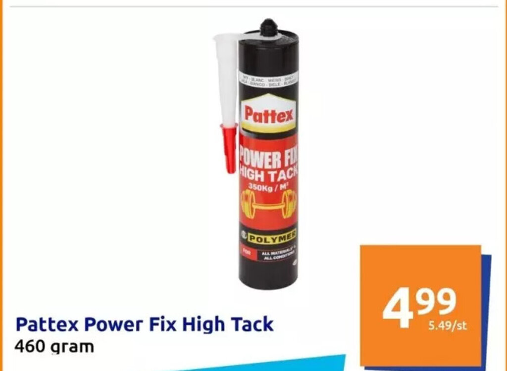 Pattex power fix high tack 460 gram aanbieding bij Action