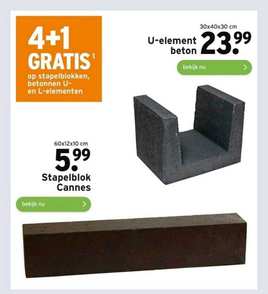 Stapelblok cannes of u-element beton aanbieding bij GAMMA
