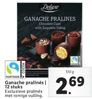 Ganache pralinés | 12 stuks exclusieve pralinés met romige vulling ...