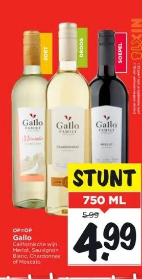 Gallo californische wijn. merlot, sauvignon blanc, chardonnay of ...