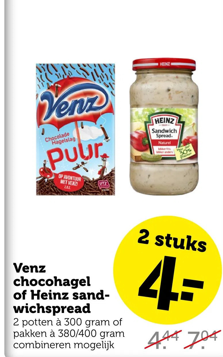 Venz chocohagel of heinz sand wichspread aanbieding bij Coop