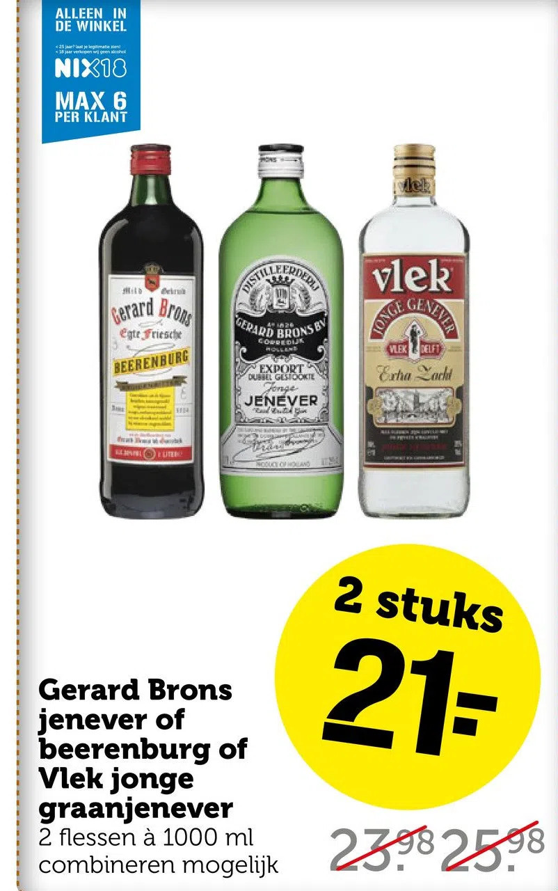 Gerard brons jenever of beerenburg of vlek jonge graanjenever ...