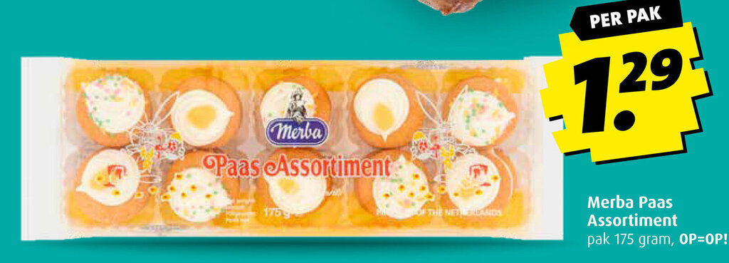 Merba paas assortiment 175 gram aanbieding bij Boni