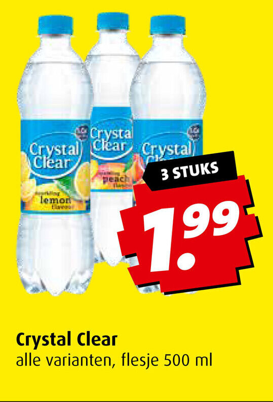 Crystal Clear alle varianten 500ML aanbieding bij Boni