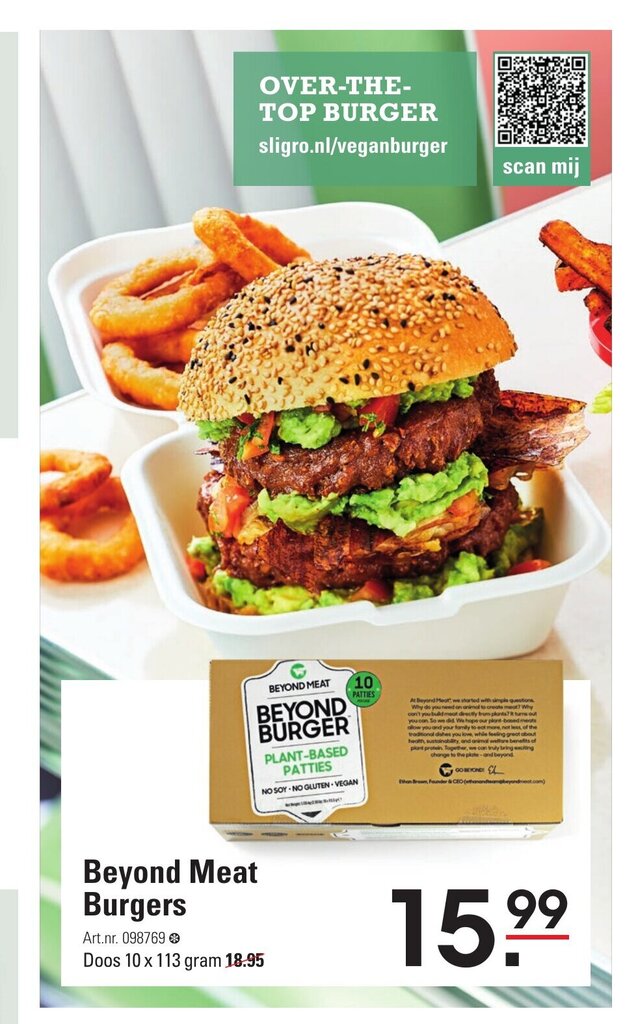 Beyond Meat Burgers 10 x 113 gram aanbieding bij Sligro