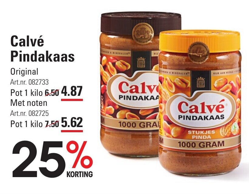 Calve pindakaas original 1 kilo aanbieding bij Sligro