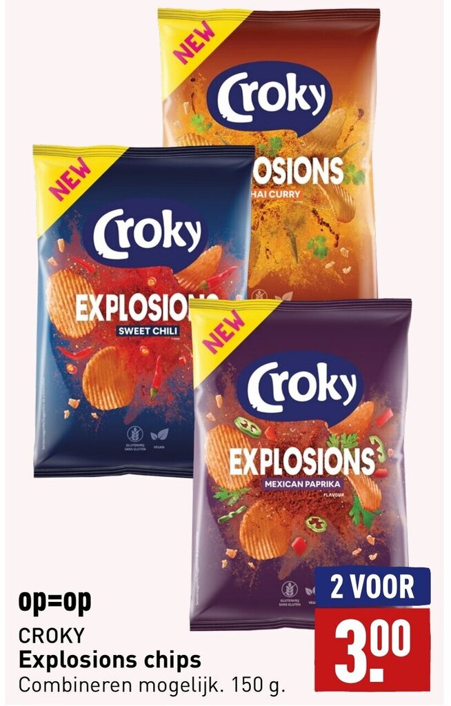 Croky explosions chips 150g aanbieding bij ALDI