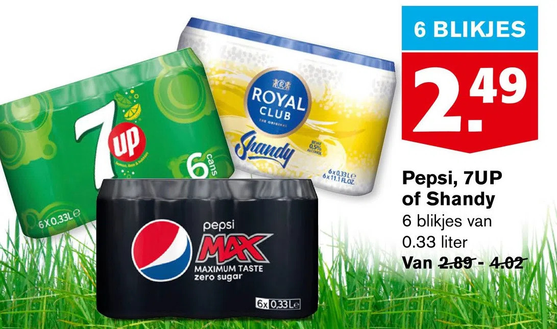 Pepsi, 7up of shandy aanbieding bij Hoogvliet