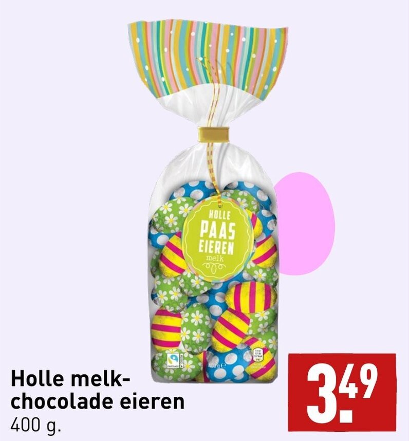 Holle melk-chocolade eieren 400g aanbieding bij ALDI