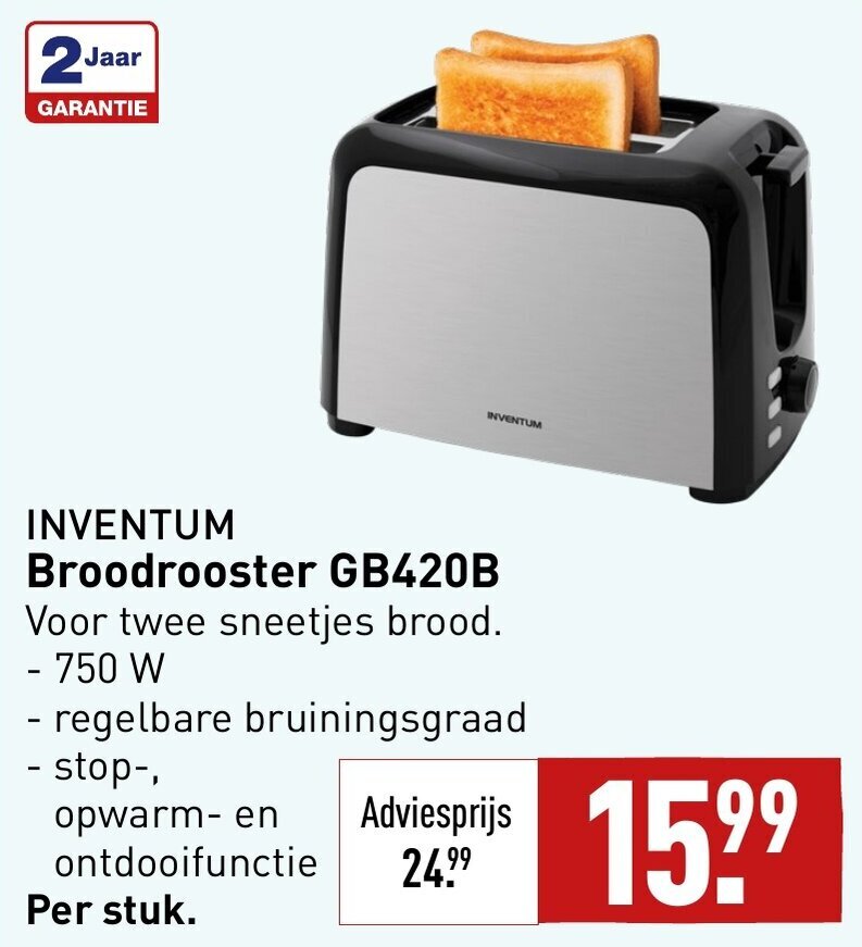 inventum broodrooster GB420B aanbieding bij ALDI
