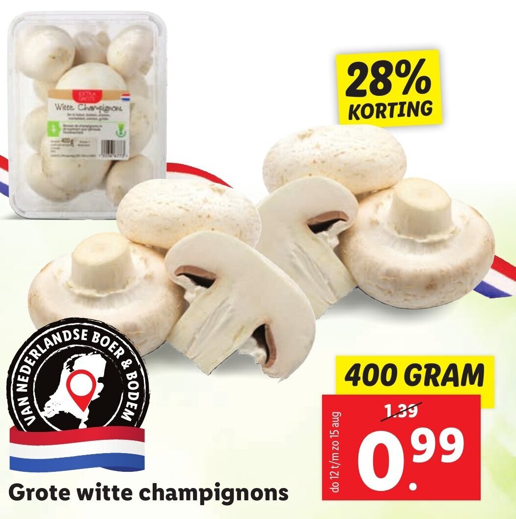 Grote witte champignons 400g aanbieding bij Lidl