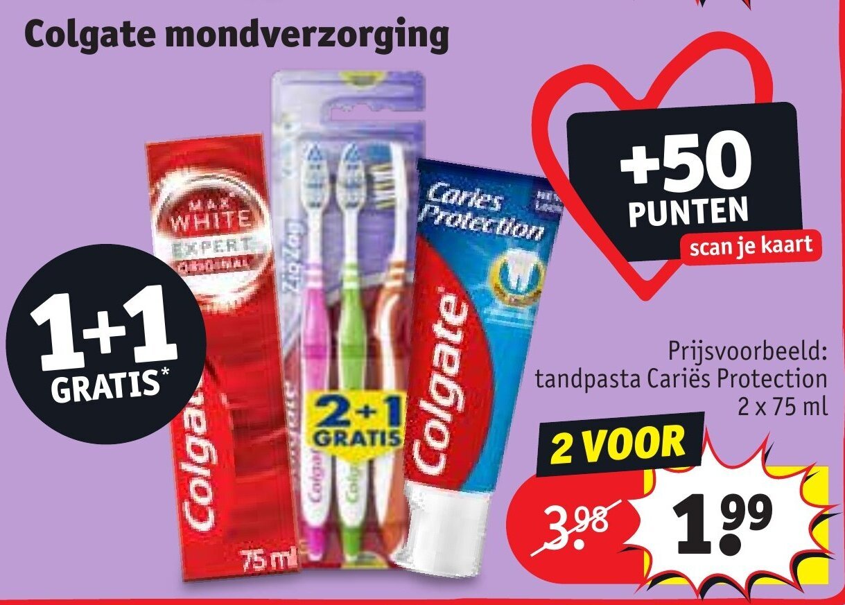 Colgate tandpasta caries protection 2x75ML aanbieding bij Kruidvat