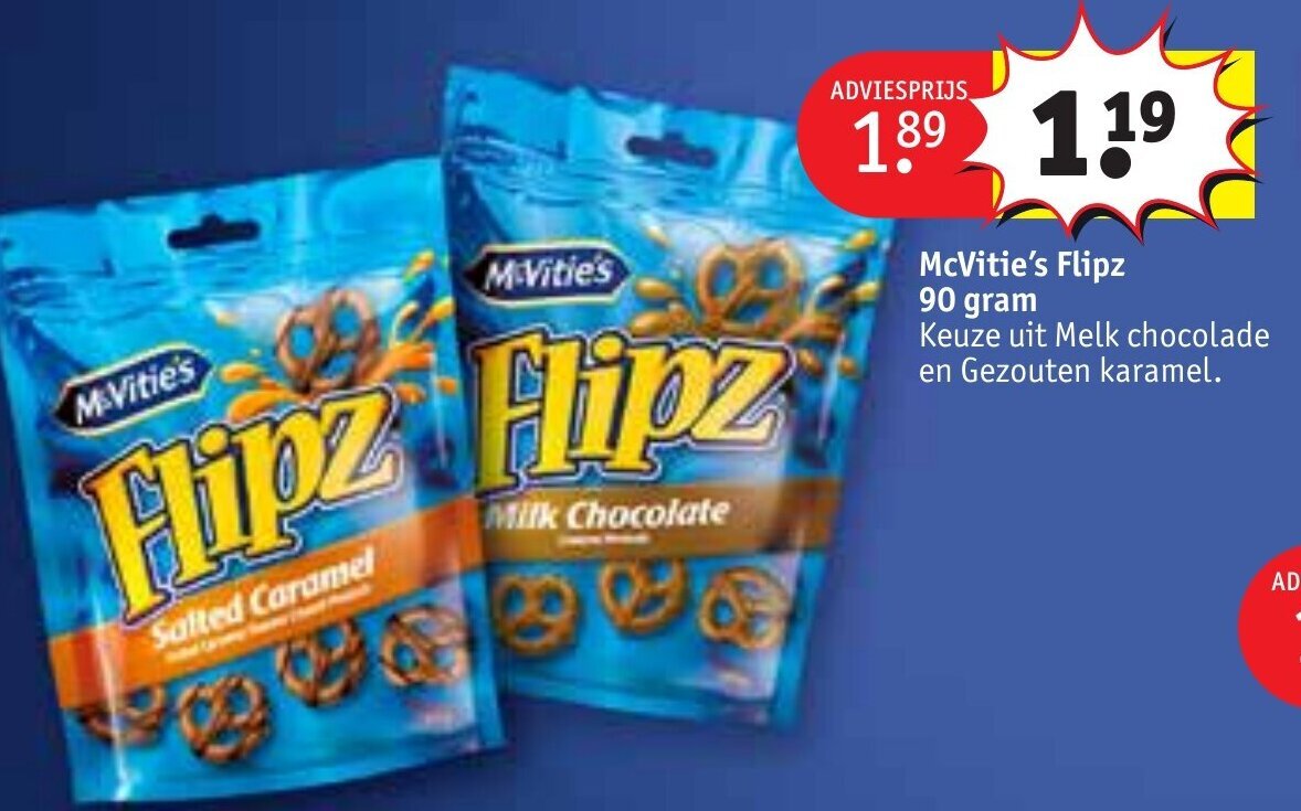 Mcvitie's flipz 90g aanbieding bij Kruidvat