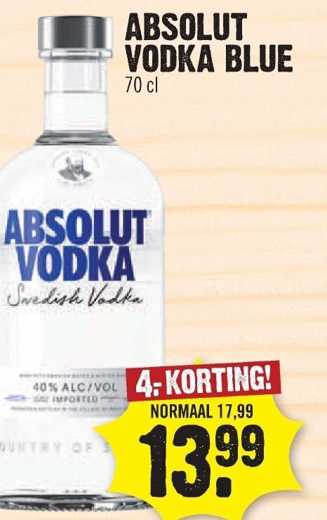 Absolut vodka blue 70cl aanbieding bij Dirk