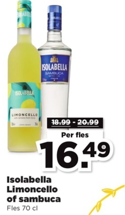 Isolabella limoncello of sambuca 70cl aanbieding bij PLUS
