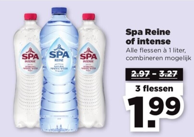 Spa reine of intense 1 liter aanbieding bij PLUS