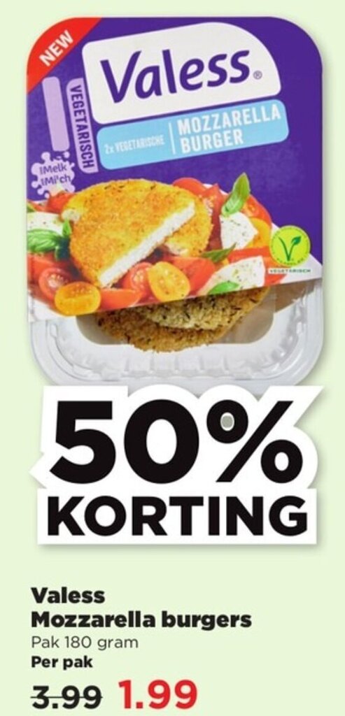 Valess mozzarella burgers 180g aanbieding bij PLUS