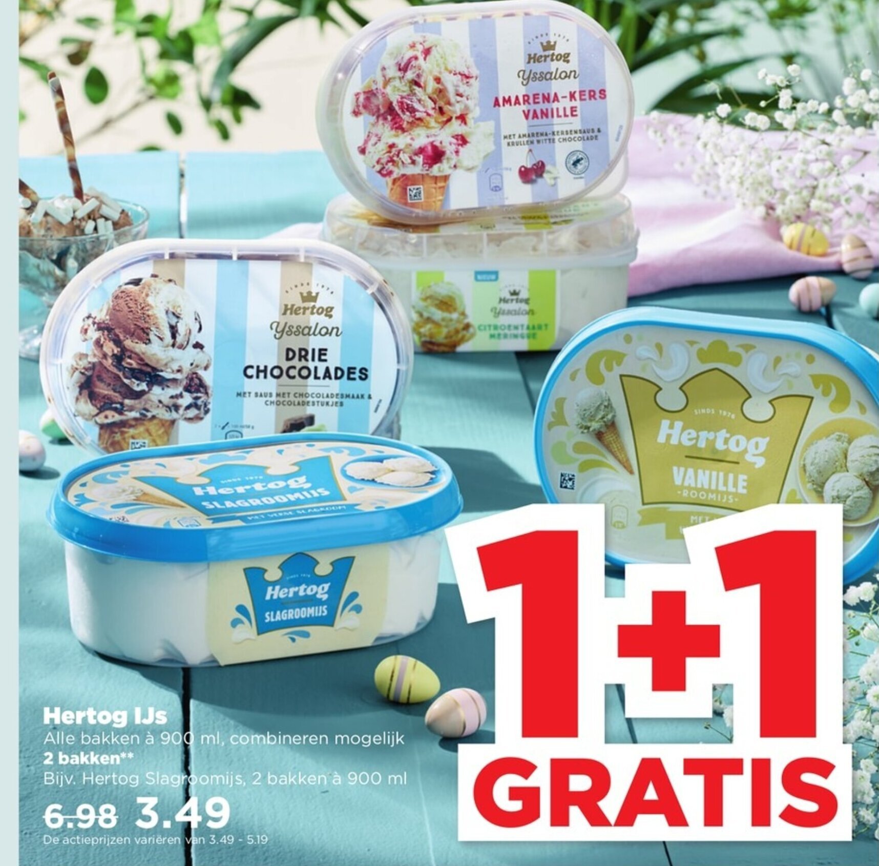 Hertog ijs 900ml aanbieding bij PLUS