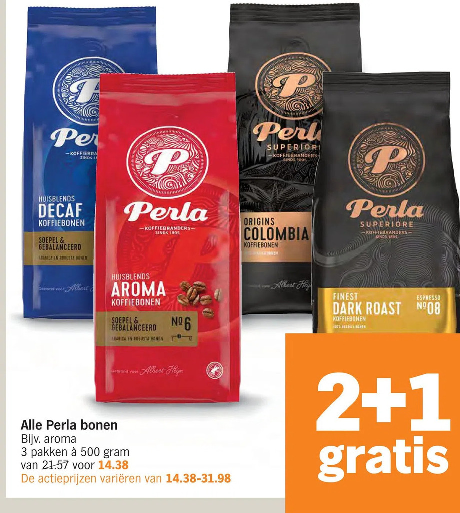 Alle perla bonen 2+1 gratis aanbieding bij Albert Heijn